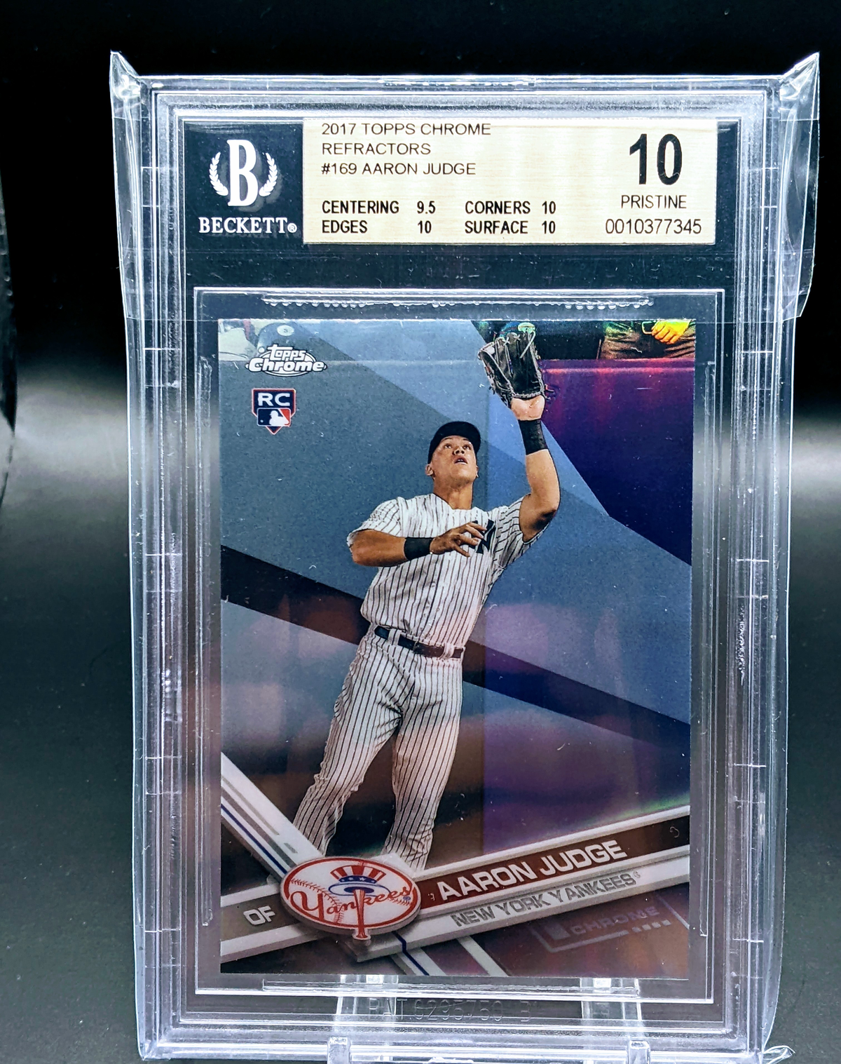 2017 Topps Chrome #169 Aaron Judge Refractor Rookie RC BGS 10 Pristine ...