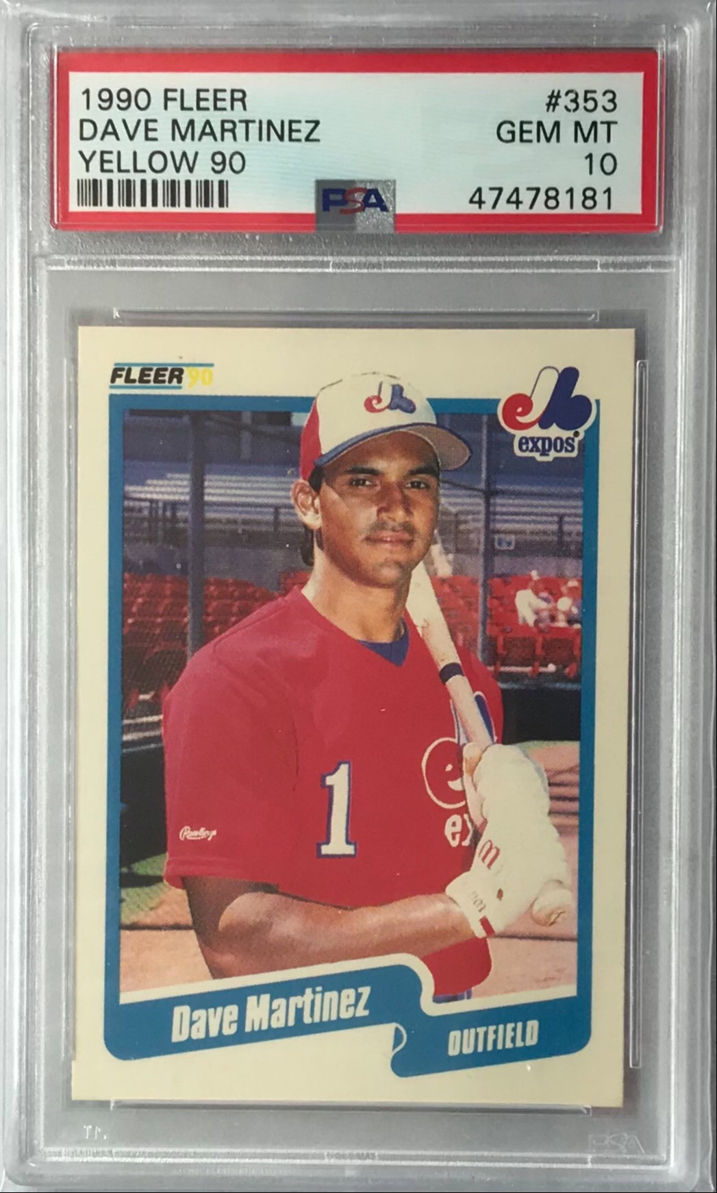 Dave Martinez Error (Yellow 90) - 1990 Fleer #353 - PSA 10 Gem Mint ...