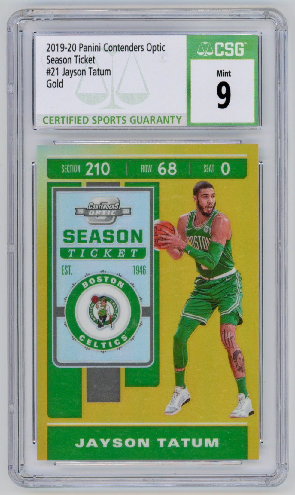 2019-20 Panini Contenders Optic Jayson Tatum /10 Gold Prizm CSG 9 | MySlabs